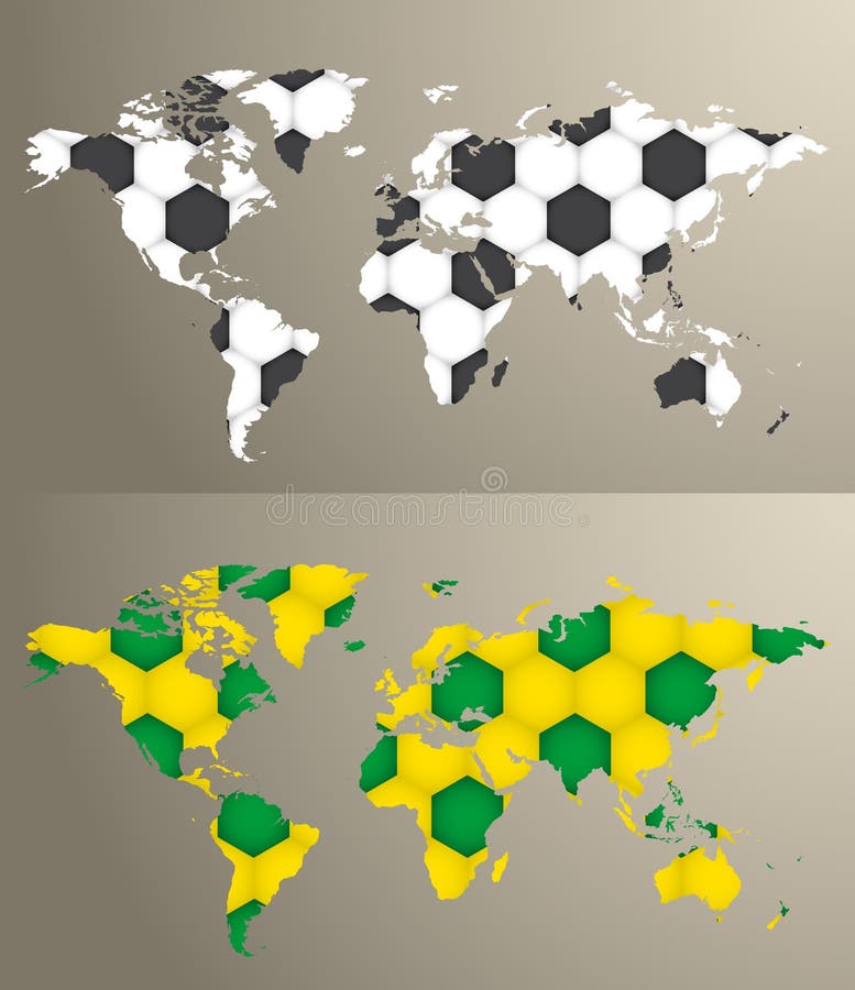 Vector World Map with Soccer Pattern Stock Vector - Illustration of ...