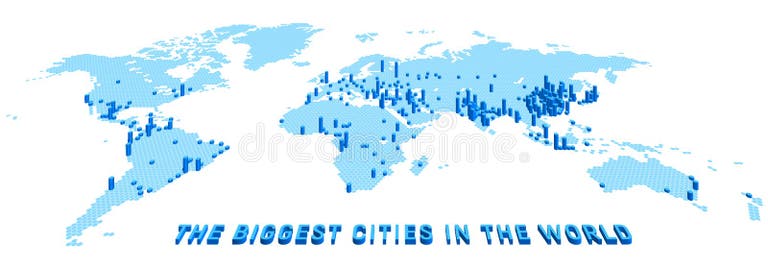 Vector World Map Stylized Using Hexagons with the Biggest Cities Stock ...