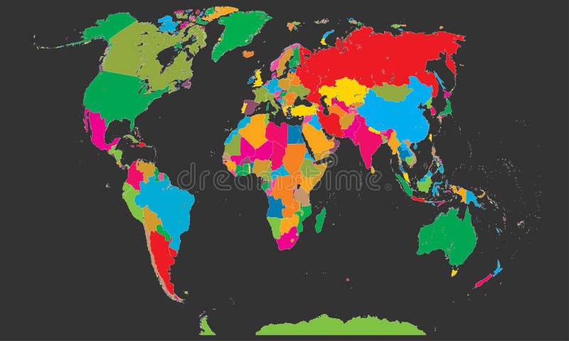 Vector World Map Template Global Color Earth. Stock Vector ...