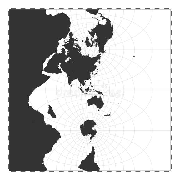 Vector World Map. Transverse Spherical Mercator Projection Stock Vector ...