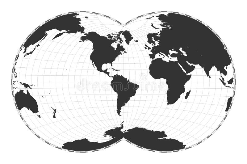 Vector World Map. Van Der Grinten IV Projection Stock Vector ...