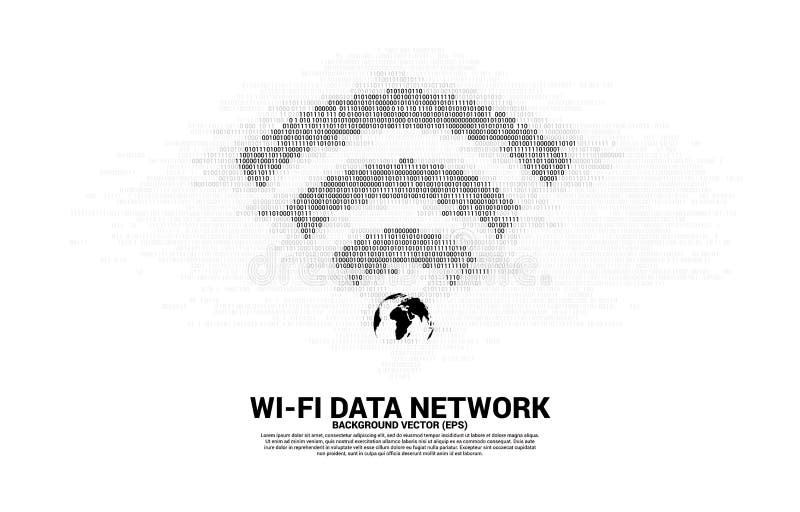 Vector World with Wi-fi Mobile Data Icon with One and Zero Binary Code ...
