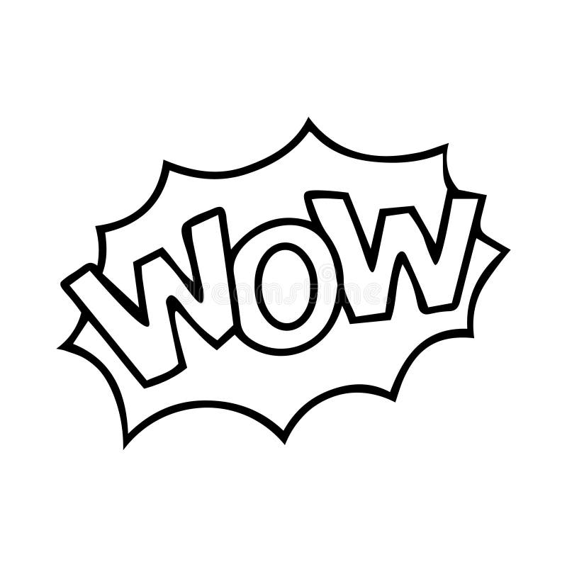 Vector Wow Comics Icon. Hand Drawn Cloud Speech Bubble Element with Wow ...