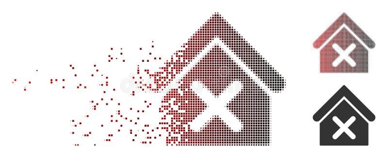 Damaged Pixel Halftone Wrong House Icon Stock Vector - Illustration of ...