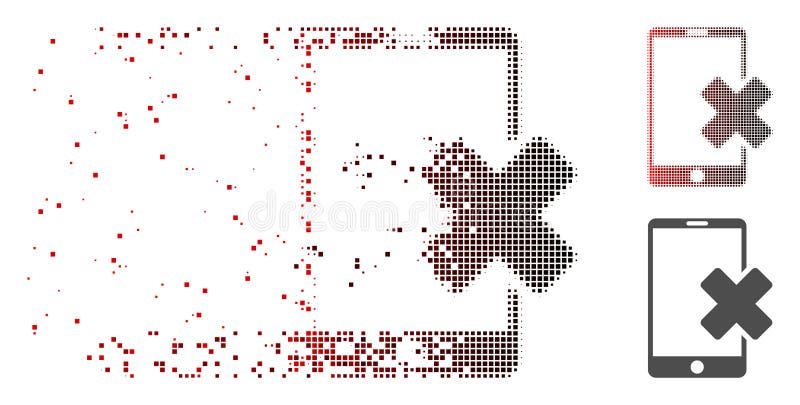 Destructed Pixel Halftone Wrong Smartphone Icon Stock Vector ...