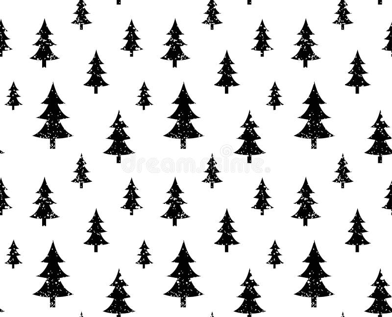 Vector Xmas Pattern with Christmas Black Trees Stock Vector ...