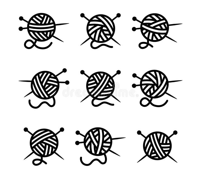 Vector yarn ball knit icon stock vector. Illustration of black - 267836646