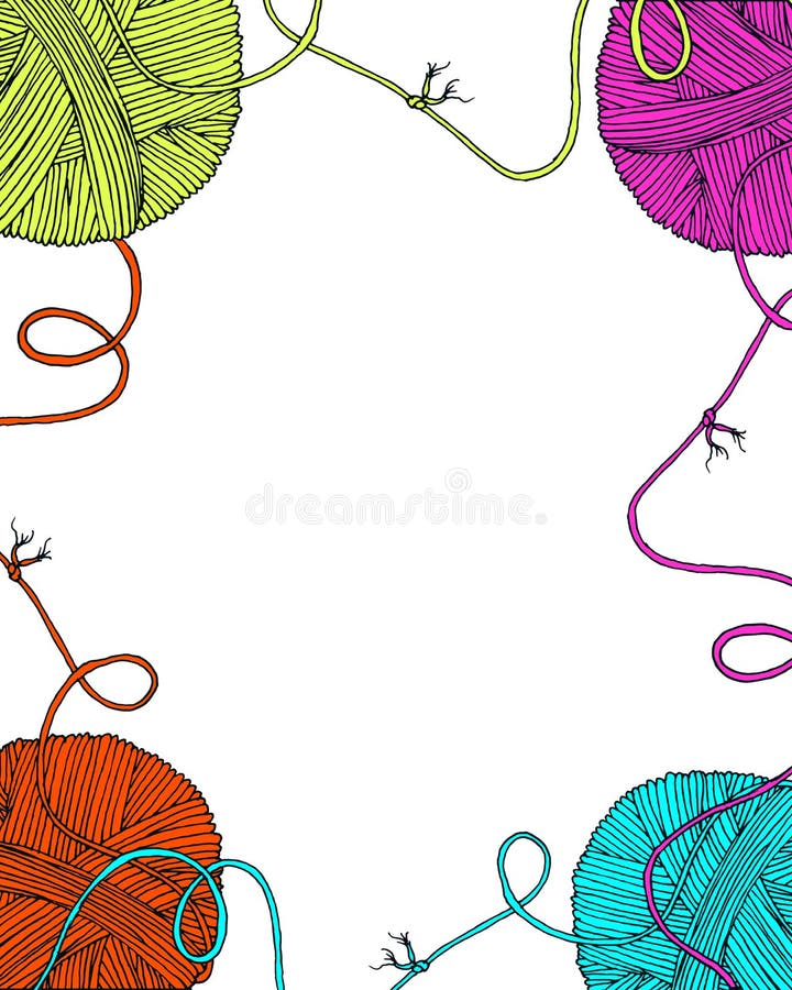 Vector Yarn Balls Decorative Frame Stock Vector - Illustration of creative, doodle: 108270566