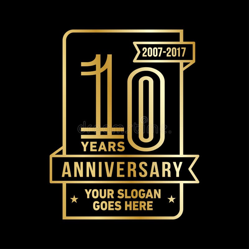 10th Anniversary Years Ribbon. Number Gold Color Stock Vector ...