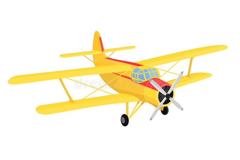 3d Yellow Airplane Flying on Blue Sky Landscape Stock Vector ...