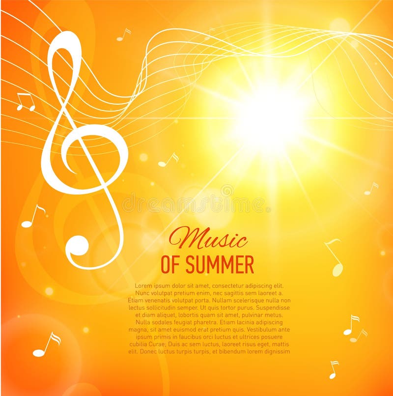 Vector Yellow Background with Music Notes and Key Stock Vector ...