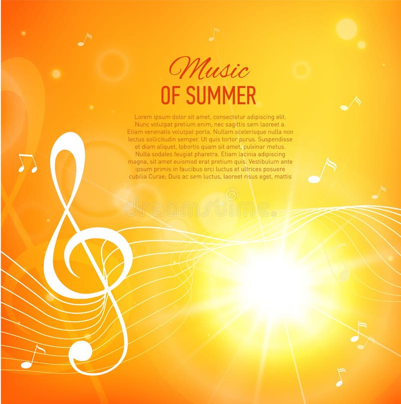 Vector Yellow Background with Music Notes and Key Stock Vector ...