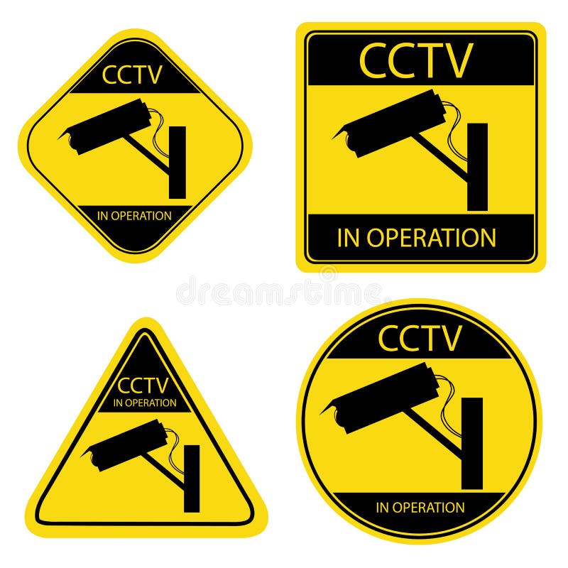 Yellow CCTV Monitored, Vector Sign. Stock Illustration - Illustration ...