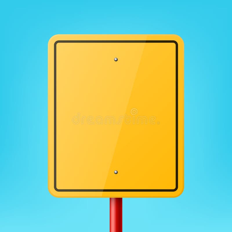 Vector Yellow Rectangular Road Sign Frame with Biohazard, Radiation ...