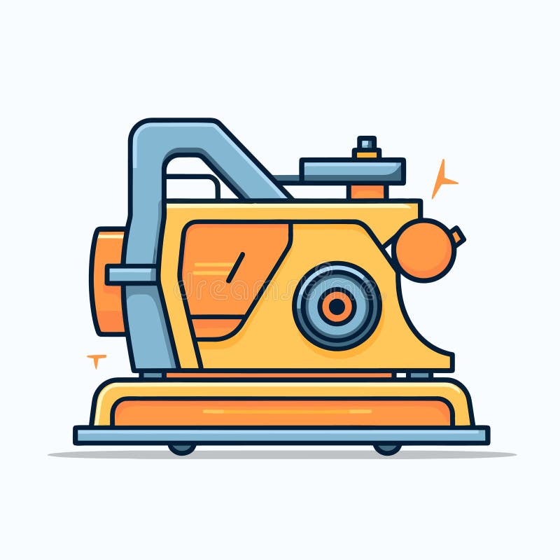 Vector of a Yellow and Blue Machine with a Blue Handle, Isolated on a ...