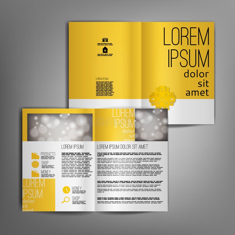 Vector Yellow Brochure Template Design with Floral Elements. Stock ...