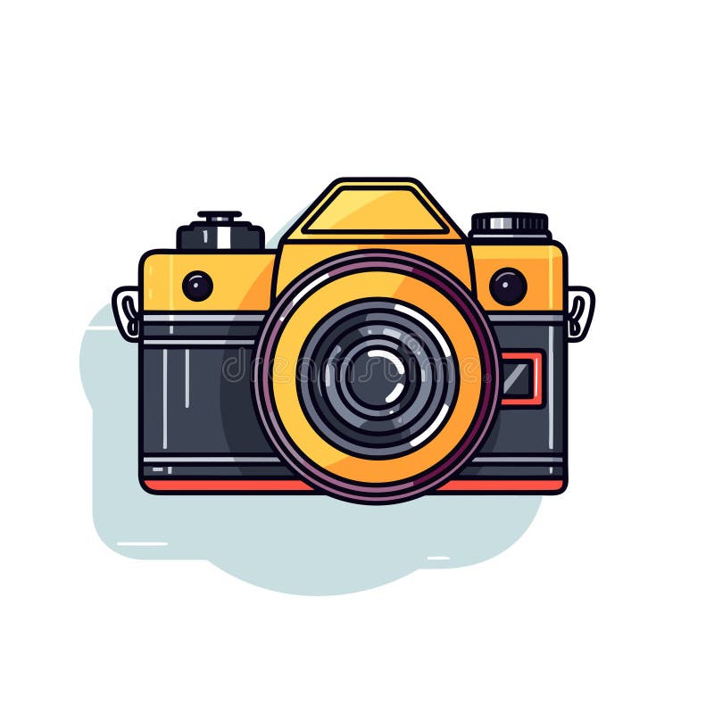 Vector of a Yellow Camera with a Black Lens Icon Stock Vector ...