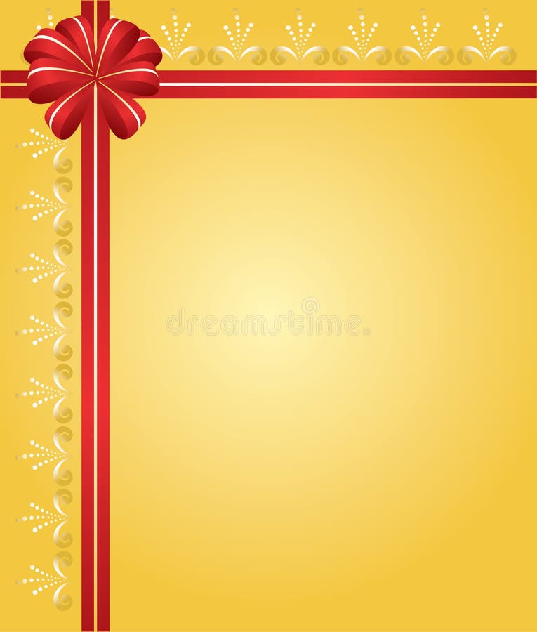 Vector Yellow Card with Red Ribbon Stock Vector - Illustration of ...