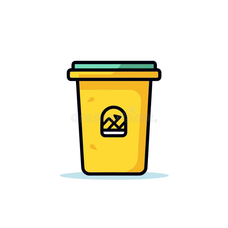 Vector of a Yellow Container with a Green Lid, Vector Flat Icon Stock ...