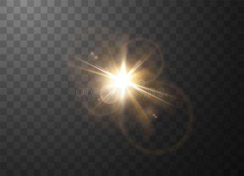 Vector Yellow Flash Effect with Bright Rays and Round Highlights on a ...