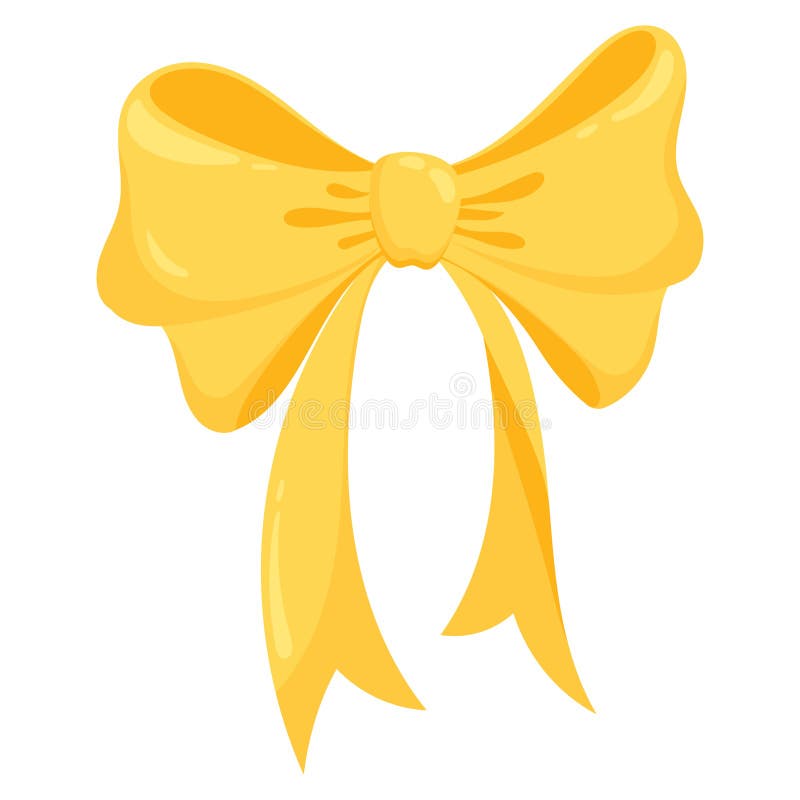 Vector Yellow or Gold Bow, Isolated on a White Background. Flat Style ...