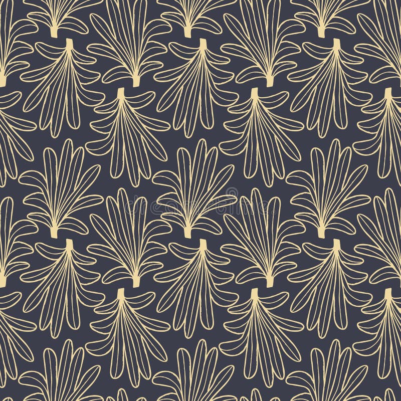 Vector Yellow Gold Leaves, Palms Seamless Pattern Stock Vector ...