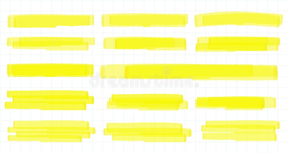 Vector Yellow-Green Sharpie Strokes, Hand Drawn Marker Lines ...