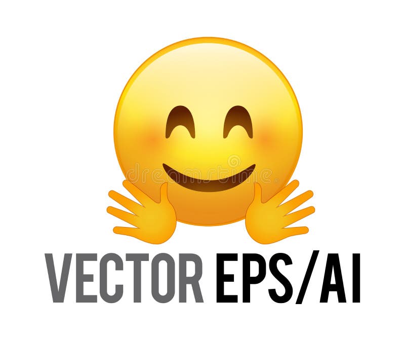 Vector Yellow Happy Smiley Face Icon Hugging Hands Stock Vector ...