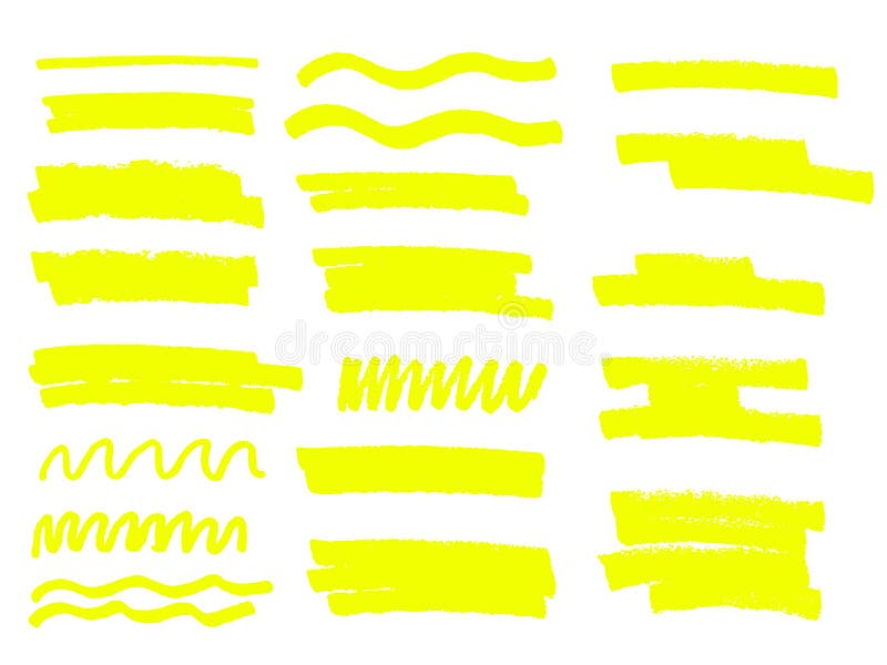 Vector Yellow Highlighter Brush Lines. Hand Drawing Stock Vector ...