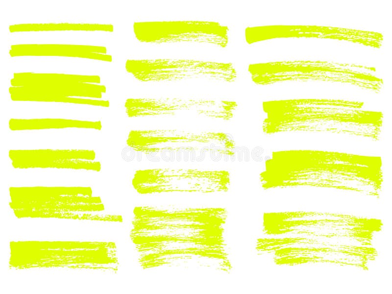 Vector Yellow Highlighter Brush Lines. Hand Drawing Stock Vector ...