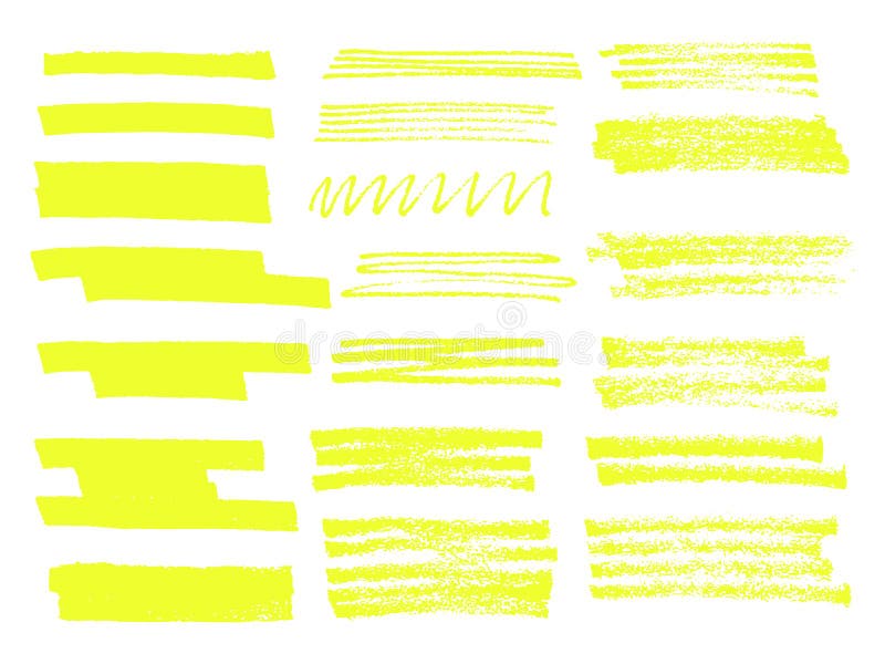Marker Yellow Lines. Vector Highlighter Brush Lines Stock Vector ...