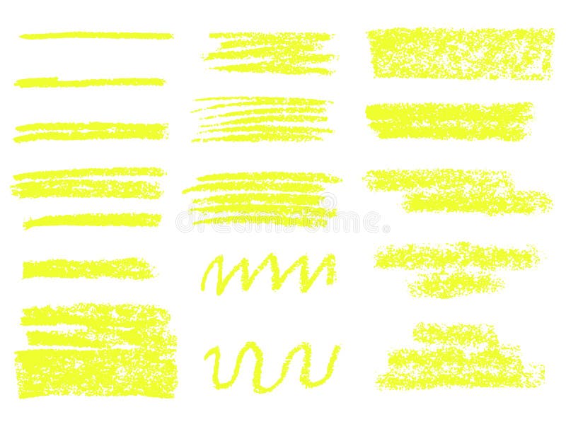 Vector Yellow Highlighter Brush Lines. Hand Drawing Stock Vector ...