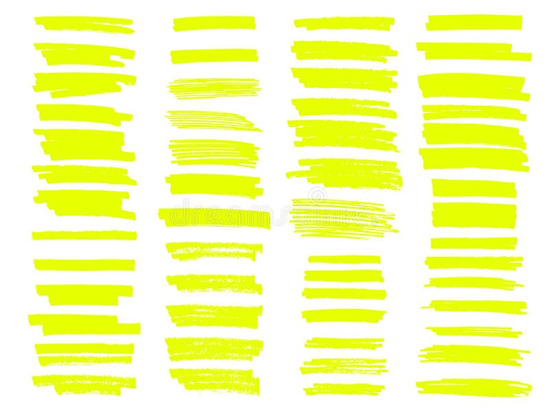 Marker Yellow Lines. Vector Highlighter Brush Lines Stock Vector ...
