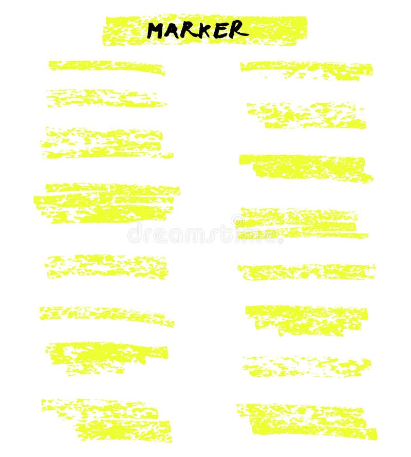 Vector Yellow Highlighter Brush Lines on White Background. Stock Vector ...