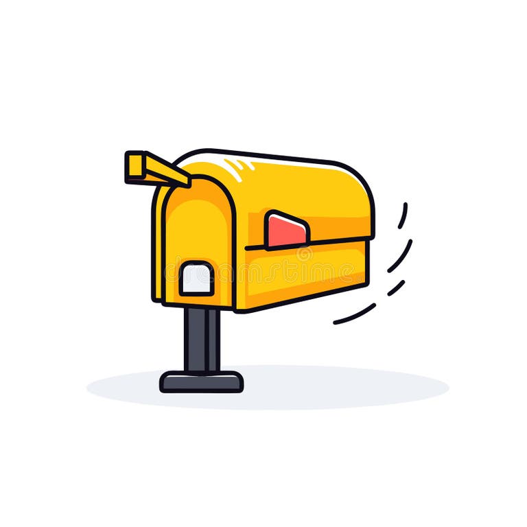 Vector of a Yellow Mailbox with an Open Door, a Vector Flat Icon Stock ...