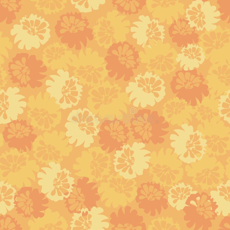 Vector Yellow Monochrome Marigold Flower Abstract Seamless Pattern ...