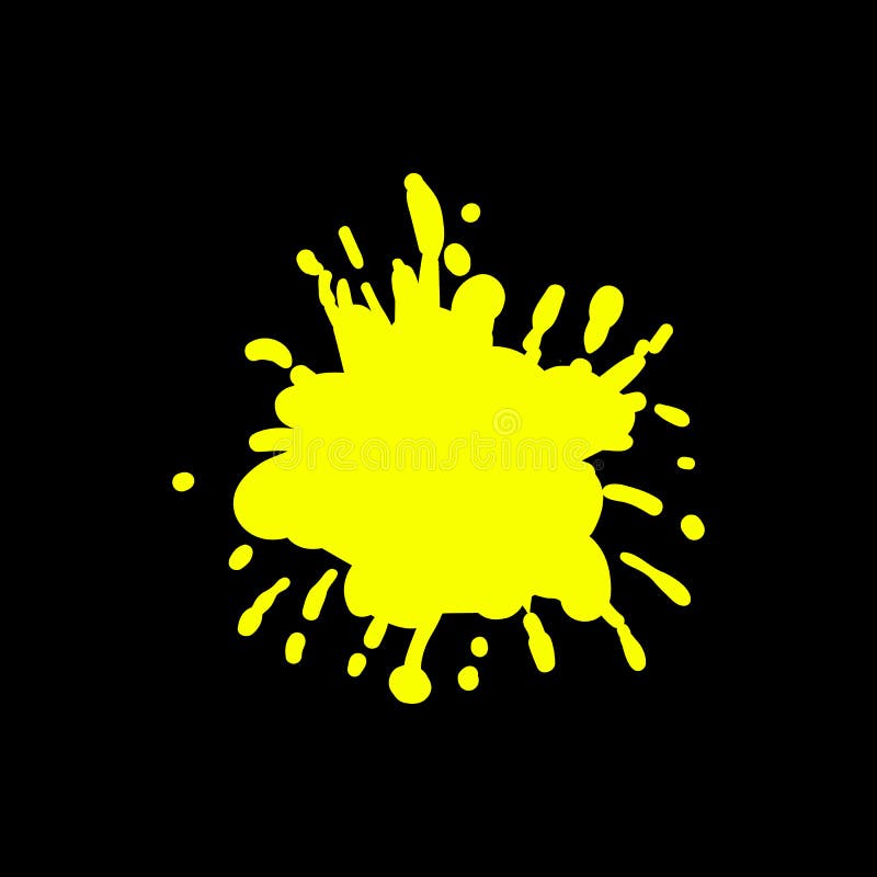 Vector Yellow Paint Splash Isolated on Black Background, Blank Splatter ...
