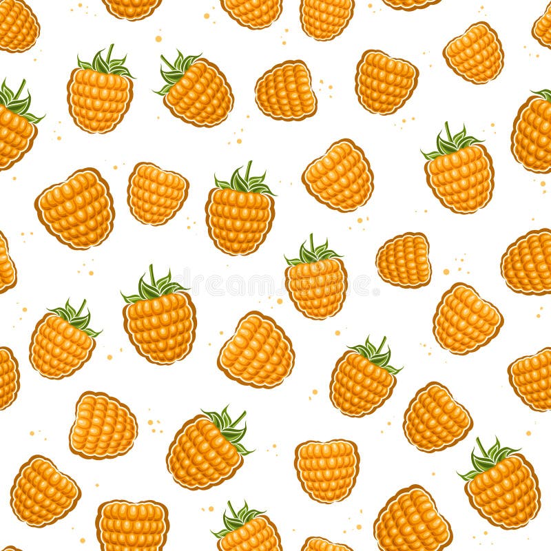Vector Yellow Raspberry Seamless Pattern Stock Vector - Illustration of ...