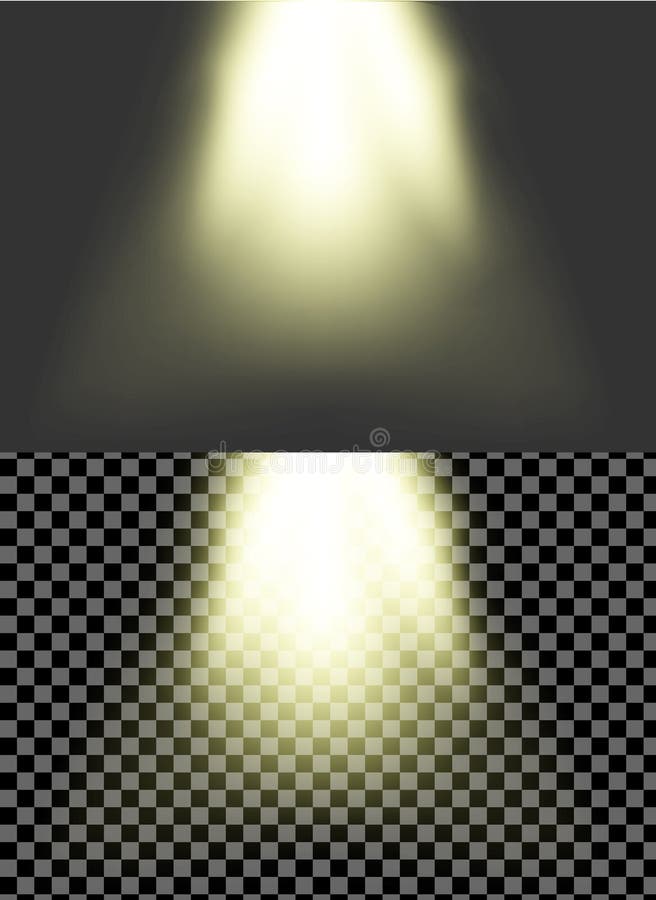 Vector Yellow Realistic Rays of Light. Bright Stage Lighting Stock ...