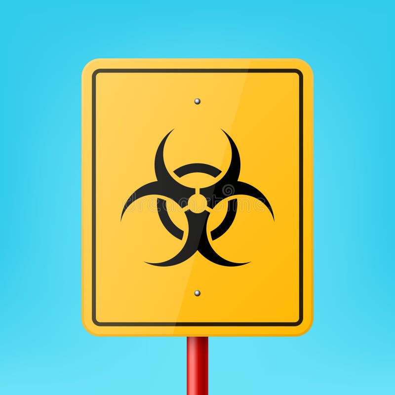 Vector Yellow Rectangular Road Sign Frame with Biohazard, Radiation ...
