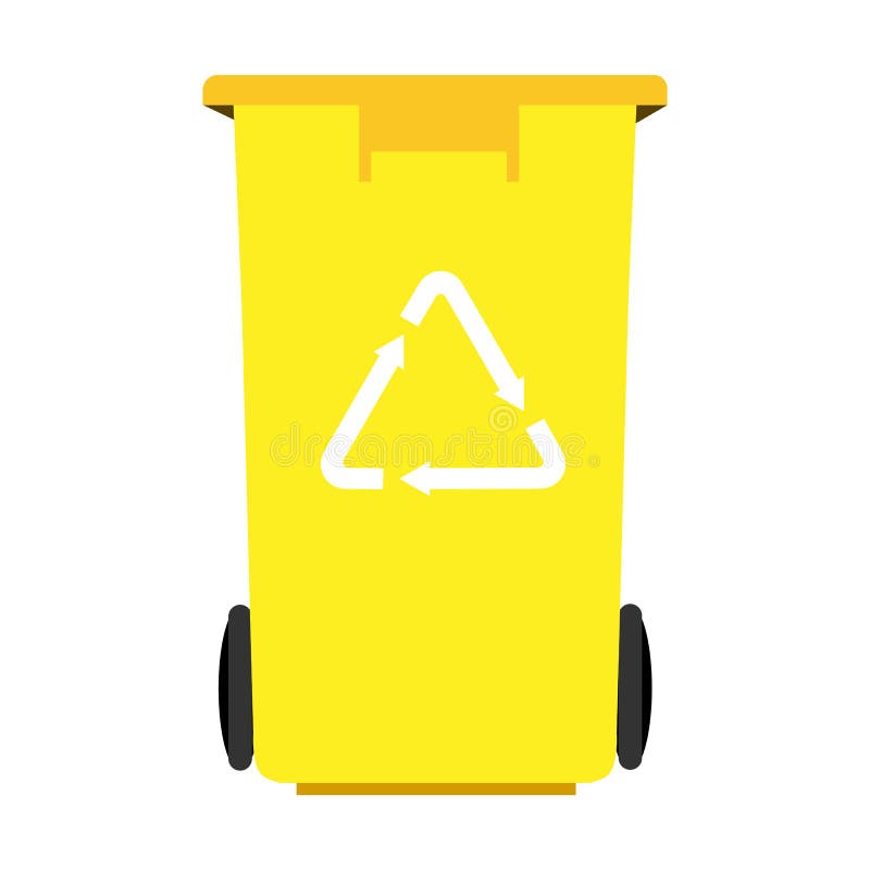 Vector Yellow Recycling Bin with Recycle Logo Stock Vector ...