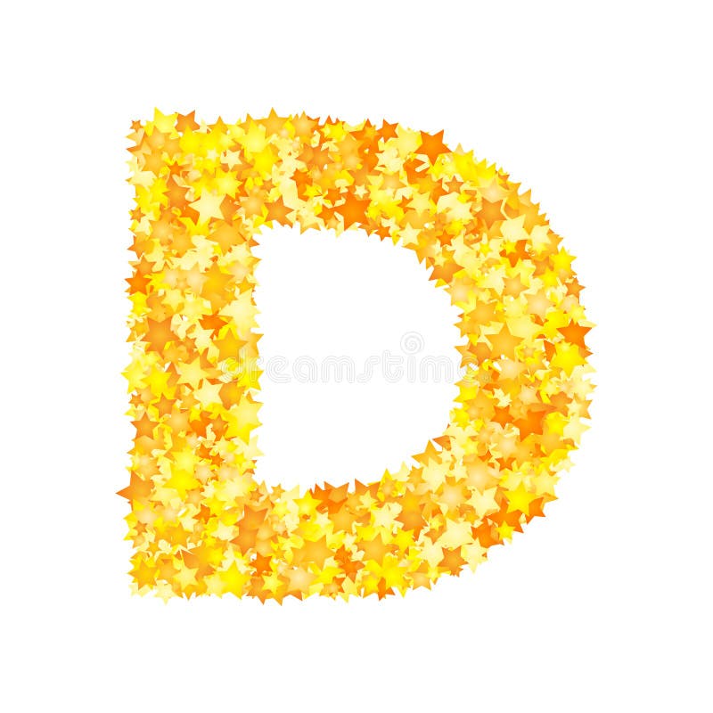 Vector Yellow Stars Font, Letter D Stock Vector - Illustration of shape ...