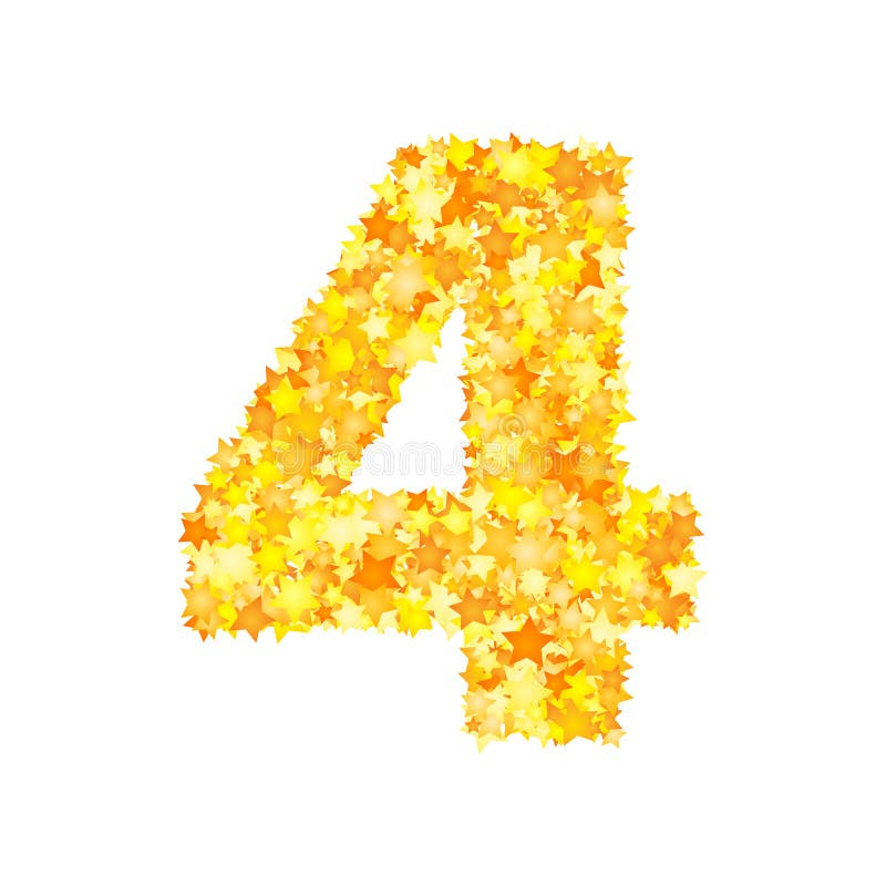 Vector Yellow Stars Font, Numeral 4 Stock Vector - Illustration of ...