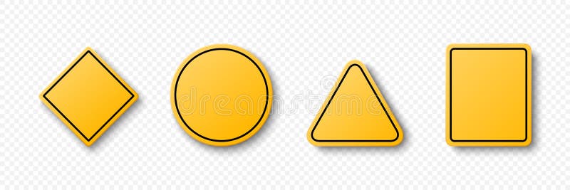 Vector Yellow Warning, Danger Stop Sign Frame Icon Set Isolated ...
