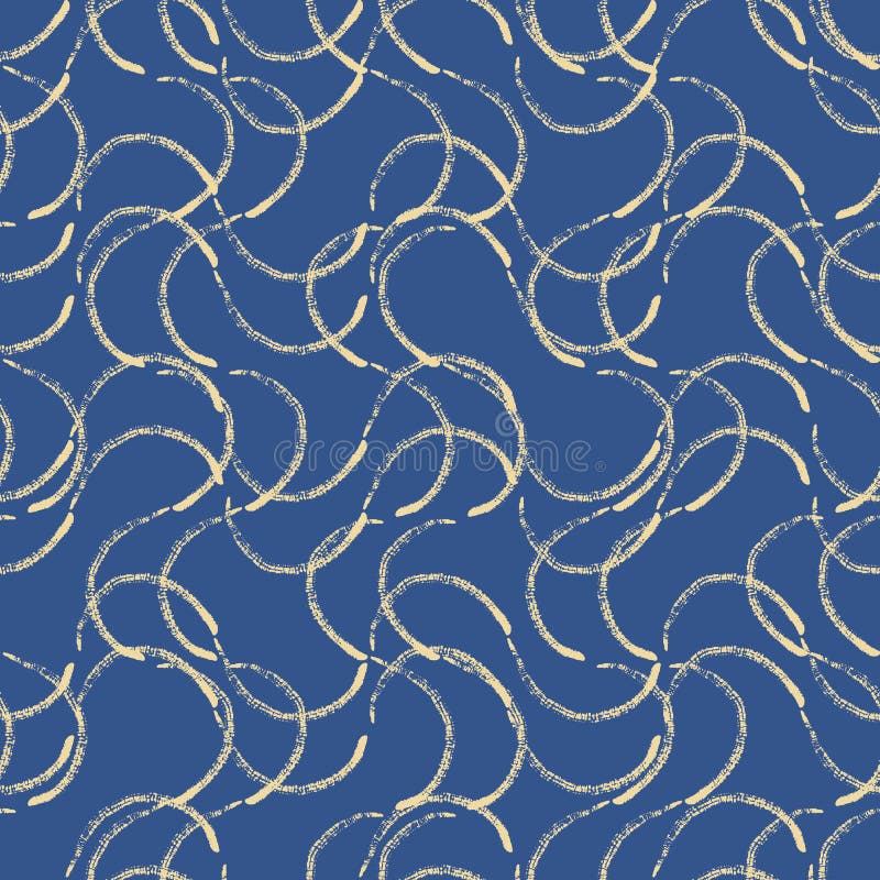Vector Yellow Wavy Lines Blue Seamless Pattern Stock Vector ...