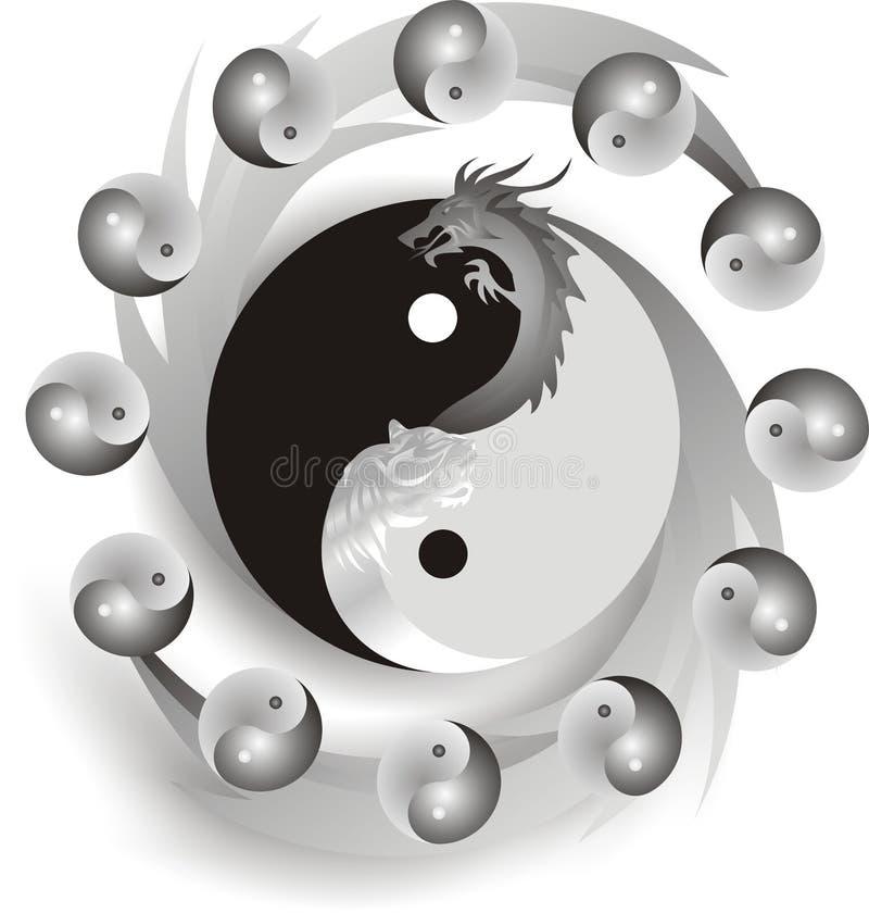 Vector Ying Yang Balance Illustration with City and Woodland Forest ...