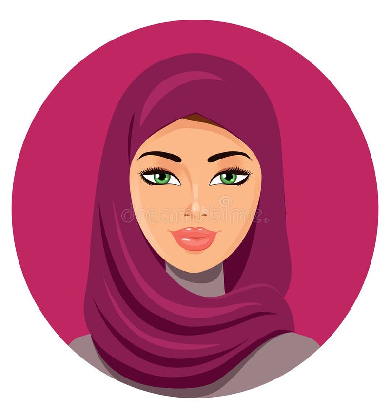 Vector - Young Beautiful Arab Woman in a Blue Hijab Stock Vector ...