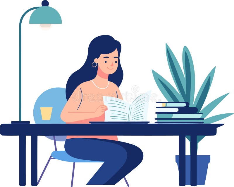 Vector Young Girl Learning Concept Illustration Stock Vector ...