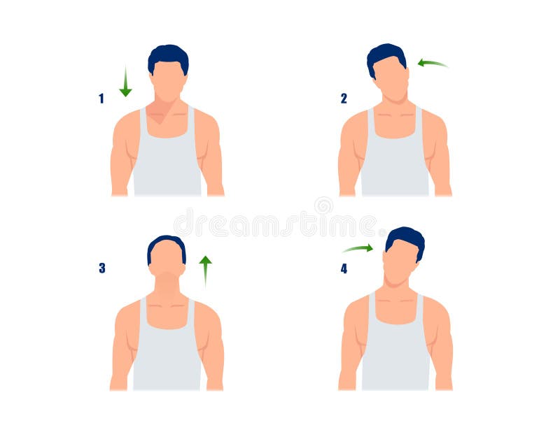 Vector of a Man Doing Neck Rolls, Stretching Neck Muscle before a ...