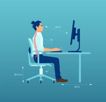 Ergonomics Workplace Man Correct Sitting Stock Illustrations – 18 ...